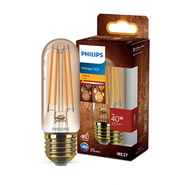 Philips Led Lamp E27 Buis Filament Goud 1800k 7w 40w